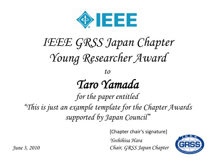 PPT - IEEE GRSS Japan Chapter Young Researcher Award PowerPoint ...