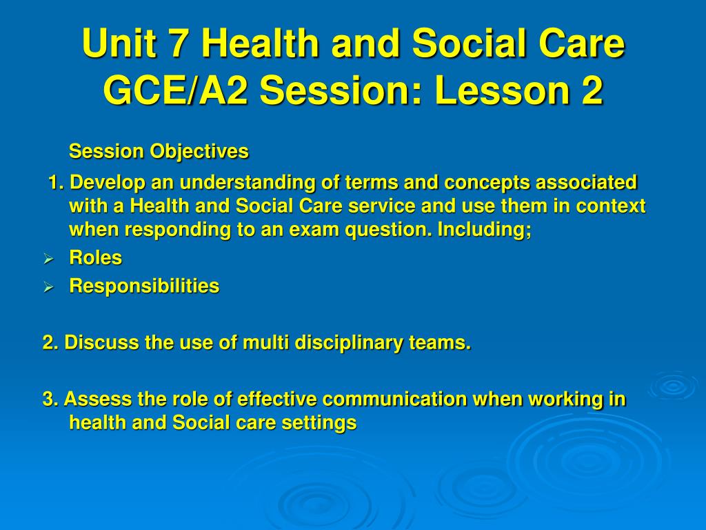 Ppt Unit 7 Health And Social Care Gce A2 Powerpoint Presentation