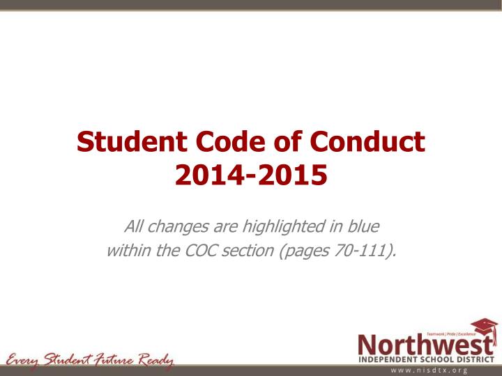PPT - Student Code of Conduct 2014-2015 PowerPoint Presentation, free ...