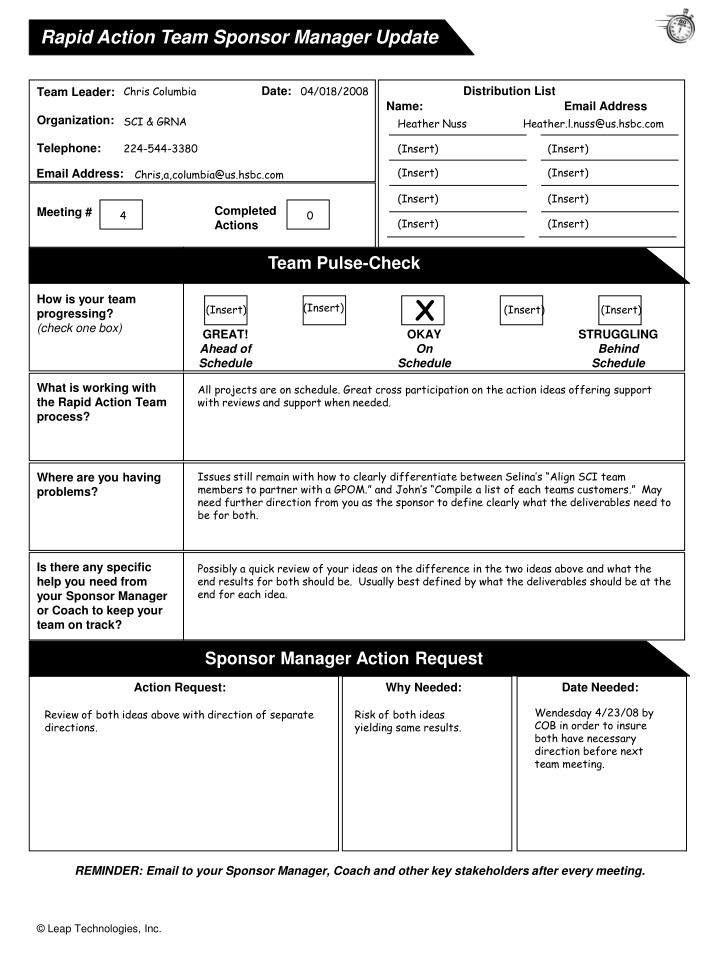 PPT - Rapid Action Team Sponsor Manager Update PowerPoint Presentation ...