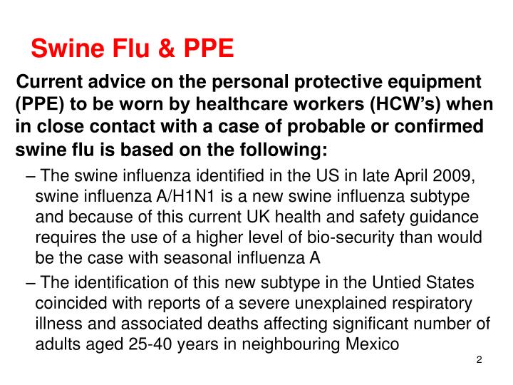 PPT - Swine Flu – H1N1 Personal Protective Equipment PowerPoint ...