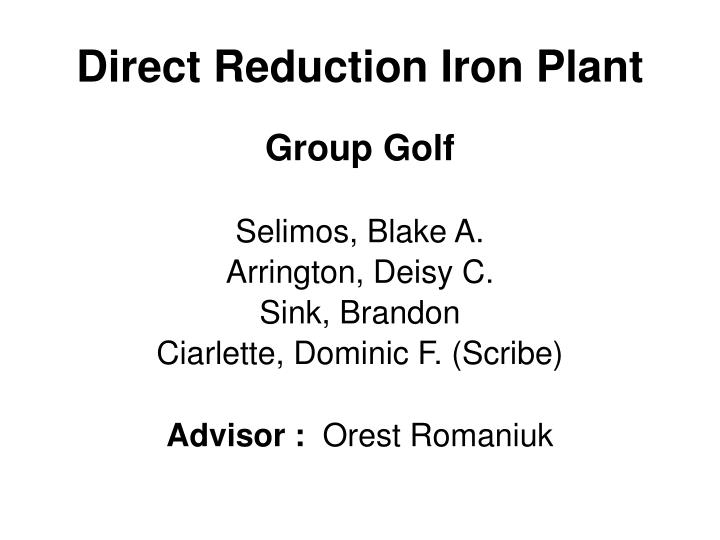 PPT - Direct Reduction Iron Plant PowerPoint Presentation, free ...