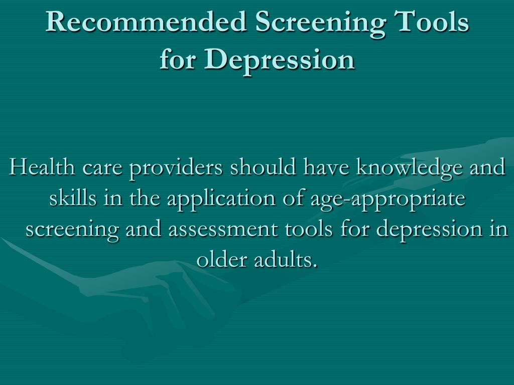 PPT - Tool on Depression: Assessment and Treatment For Older Adults ...