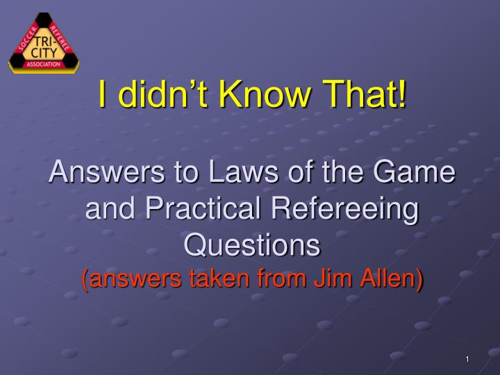 PPT - Practical Refereeing Questions PowerPoint Presentation, free ...