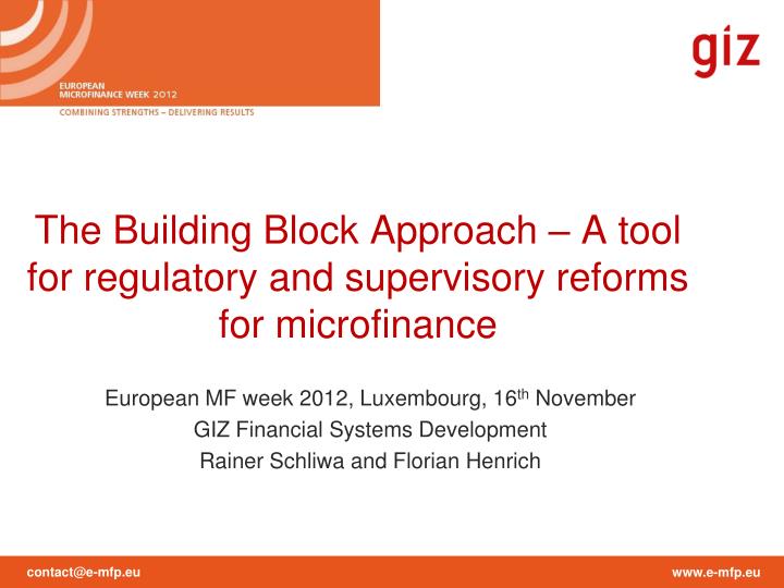 PPT - The Building Block Approach – A tool for regulatory and ...
