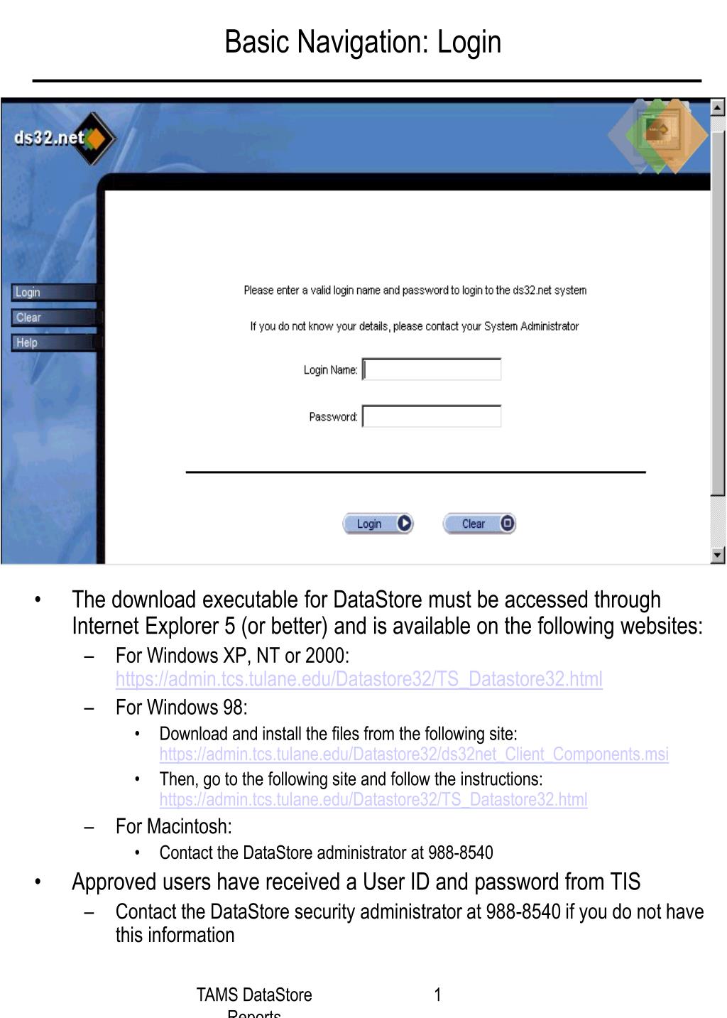 PPT - TAMS DataStore Reports PowerPoint Presentation, free download - ID:3595476