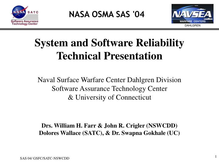 PPT - NASA OSMA SAS '04 PowerPoint Presentation, free download - ID:3596490