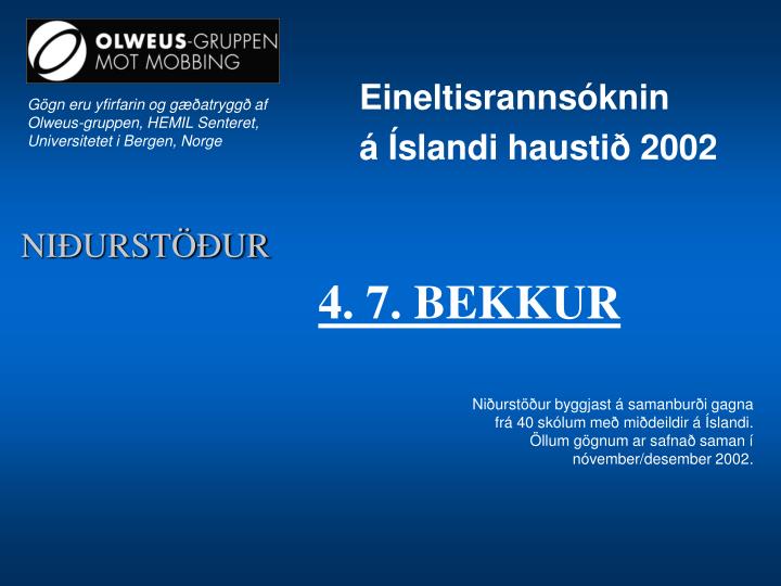 PPT - NIÐURSTÖÐUR PowerPoint Presentation, free download - ID:3597775