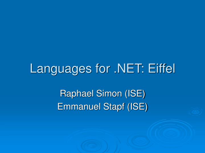 PPT - Languages for .NET: Eiffel PowerPoint Presentation, free download - ID:3598360