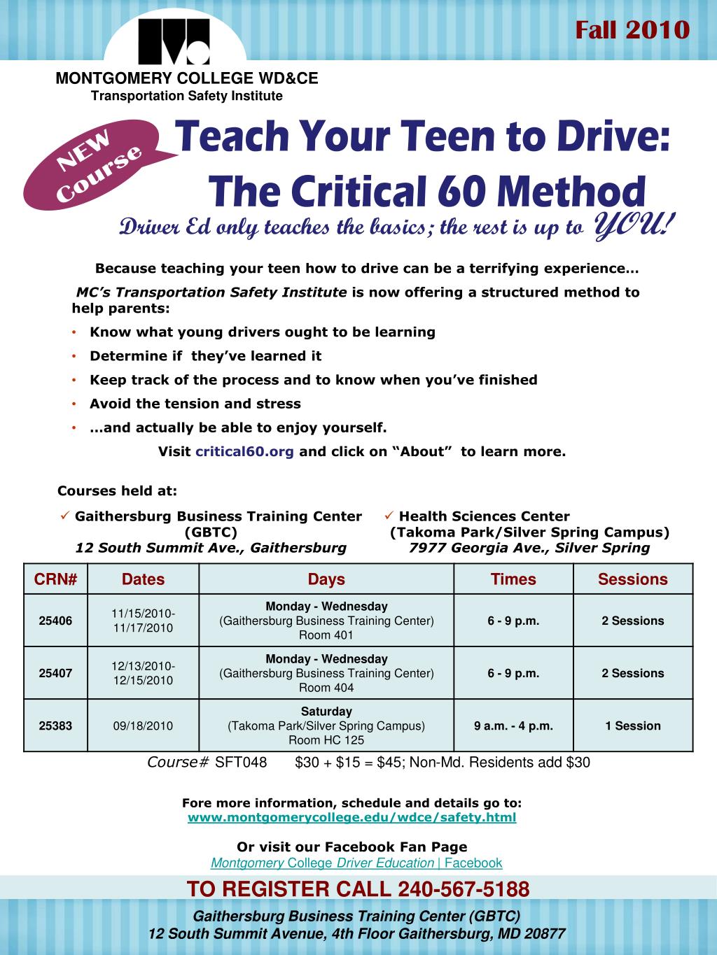 PPT - MONTGOMERY COLLEGE WD&CE Transportation Safety Institute ...