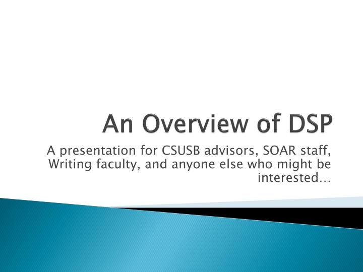 PPT - An Overview of DSP PowerPoint Presentation, free download - ID ...