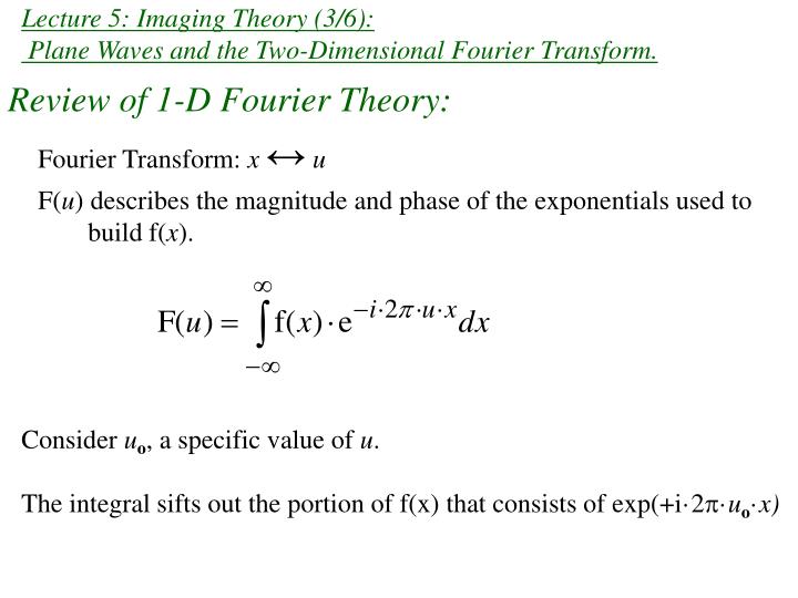 PPT - Lecture 5: Imaging Theory (3/6): Plane Waves and the Two ...