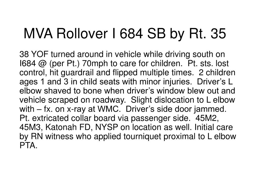PPT - MVA Rollover I 684 SB by Rt. 35 PowerPoint Presentation, free ...