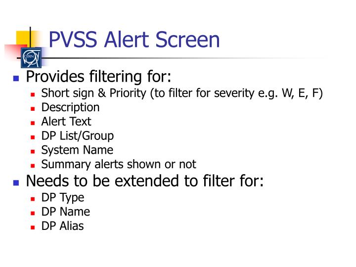 PPT - PVSS Alert Screen PowerPoint Presentation, free download - ID:3603730