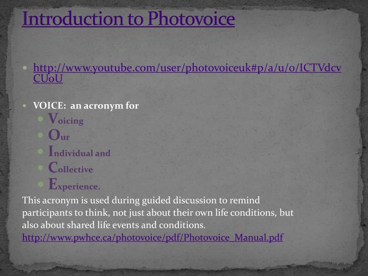 PPT - Photovoice PowerPoint Presentation - ID:3603879